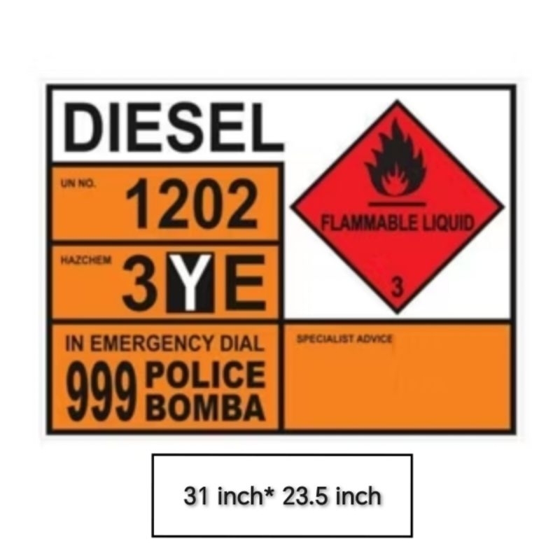 Skid TANK Sticker Mudah Terbakar Highly DEISEL TANK Sticker Bahaya ...