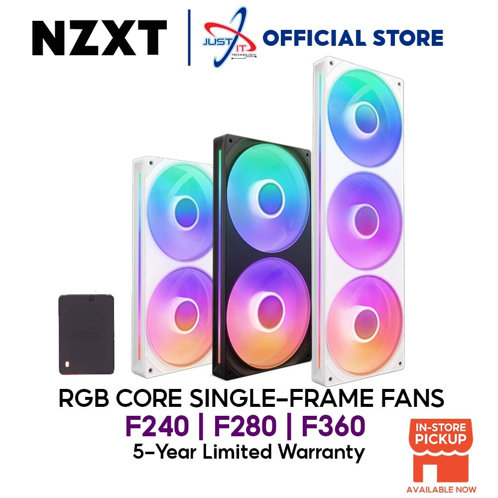 NZXT RGB Core Single-Frame Fans - Black/White F240/F280/F360 | Shopee ...