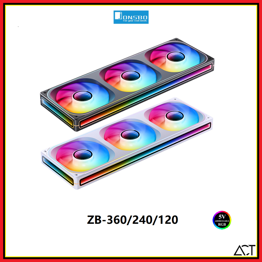 Jonsbo ZB-120/240/360 สีดํา ARGB 3Pin PWM 120 มม.240 มม.360 มม.พัดลม/พัดลมอาคารบล็อก/พัดลมเคส PC ...