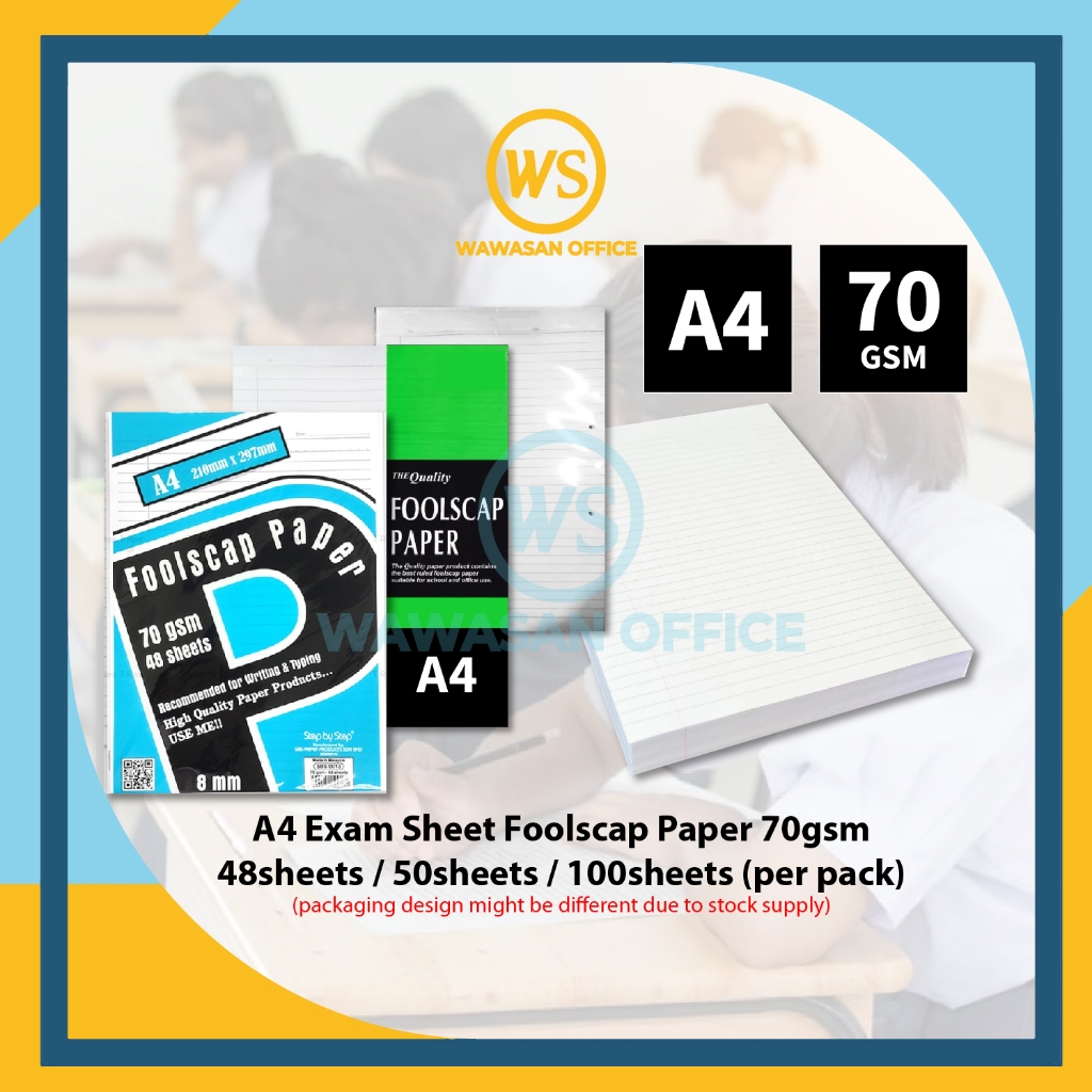 กระดาษ Foolscap A4 70GSM / แผ่นทดสอบ / แผ่นสอบ A4 / แผ่นสอบ / กระดาษ ...