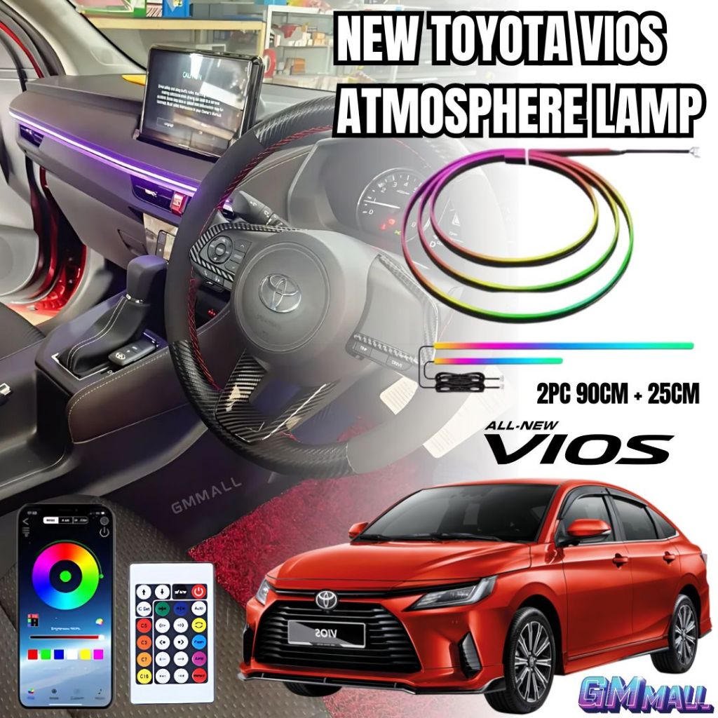 TOYOTA VIOS USB แดชบอร์ดรถ RGB Led Lining Strip บรรยากาศ Ambient โคมไฟ ...
