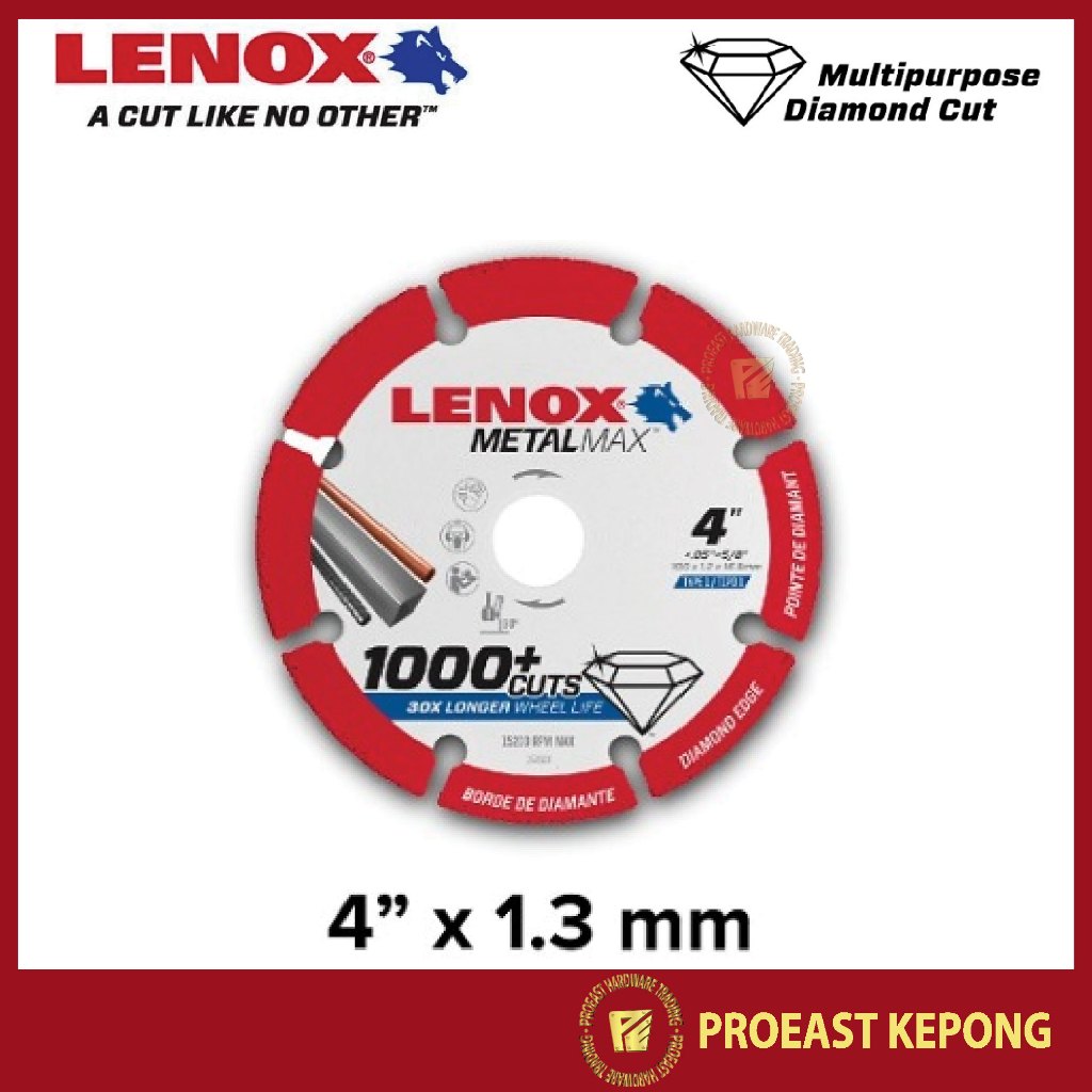 LENOX 4"x1.3mm MetalMax Diamond Cut-off Wheel / Cutting DIsc | Shopee ...