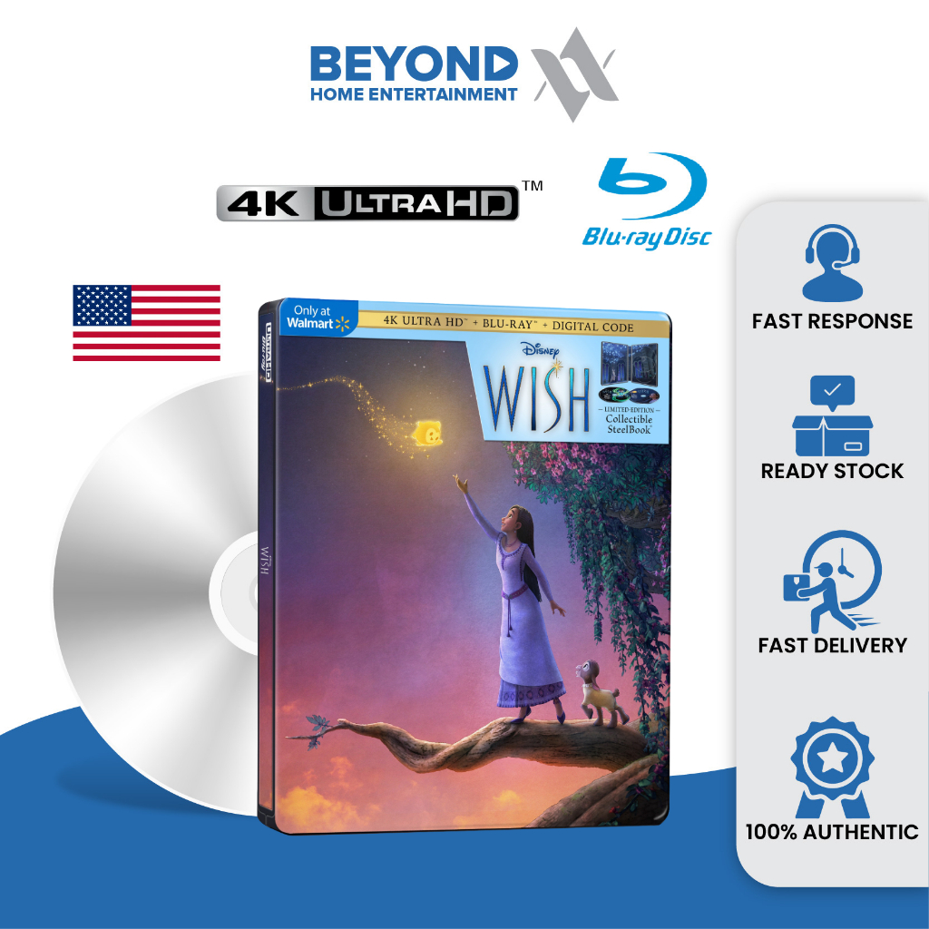 Disneys Wish Walmart Exclusive Steelbook [4K Ultra HD + Bluray][NO DIGITAL CODE] | Shopee Thailand