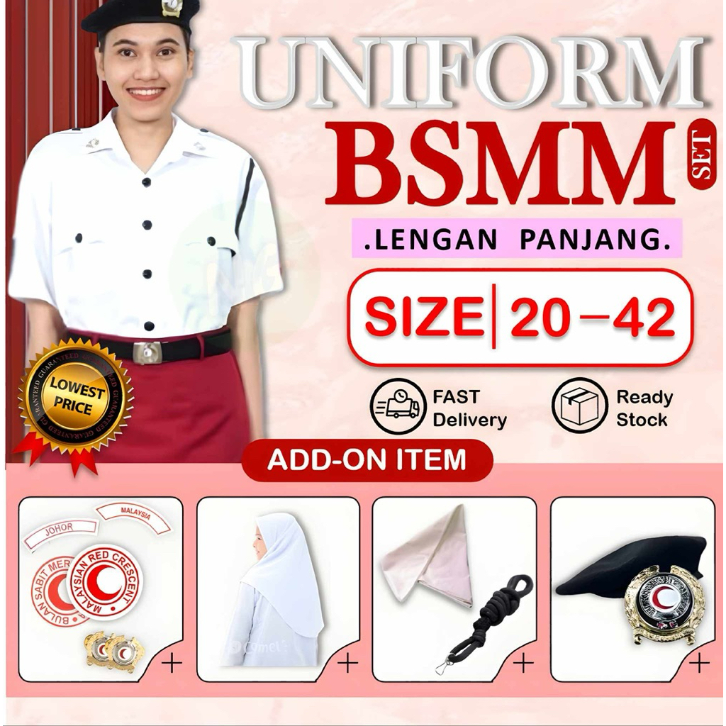 UNIFORMS BSMM PBSM SEK RENDAH /MENENGAH LENGAN PANJAANG FULL SET(20-42 ...