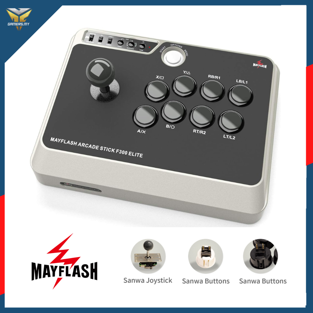 Mayflash F300 ELITE Arcade Stick พร้อมจอยสติ๊กและปุ่ม Sanwa Benshi ...