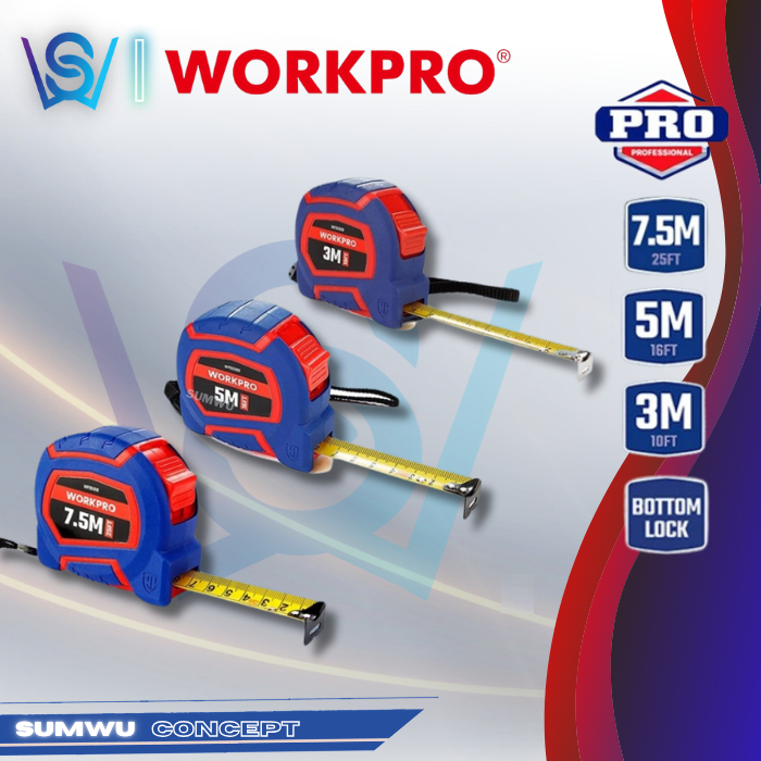 Workpro เทปวัดด้วยใบมีดเคลือบไนลอน (3M/5M/7.5M) Tali Tap Pita Ukur | Shopee Thailand