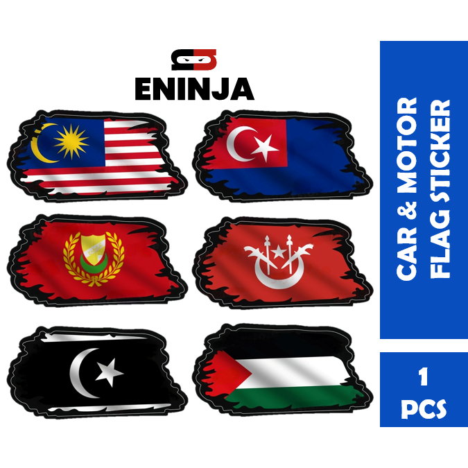 สติ๊กเกอร์ Bendera State Sticker Palestine Kelantan Johor Kedah ...