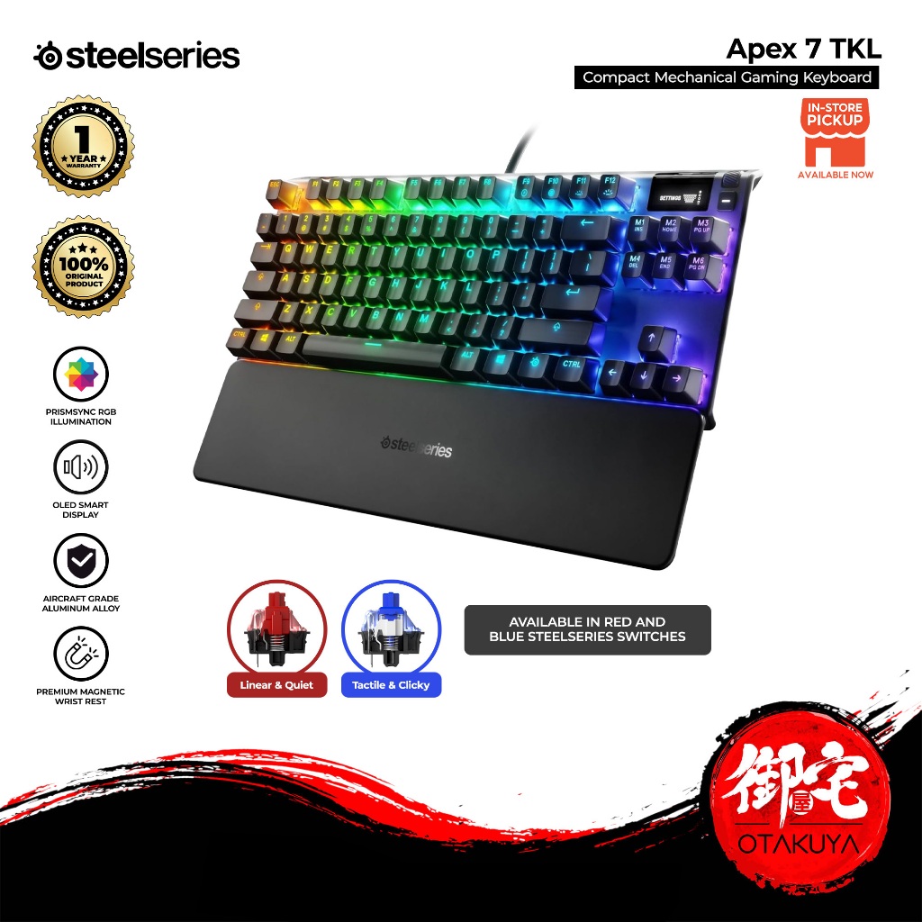 Steelseries Apex 7 TKL RGB คีย์บอร์ดเกมมิ่งแบบกลไกพร้อมจอแสดงผล OLED ...