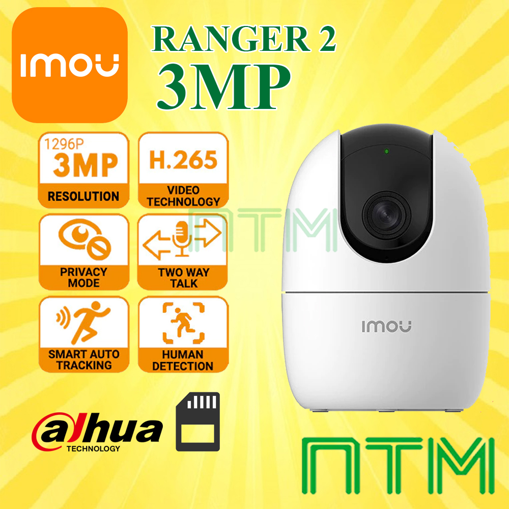 Imou Ranger 2 3MP/1296P กล้อง IP ไร้สาย AI Human Detection & Siren Two Way Talk Pan/Tilt ...