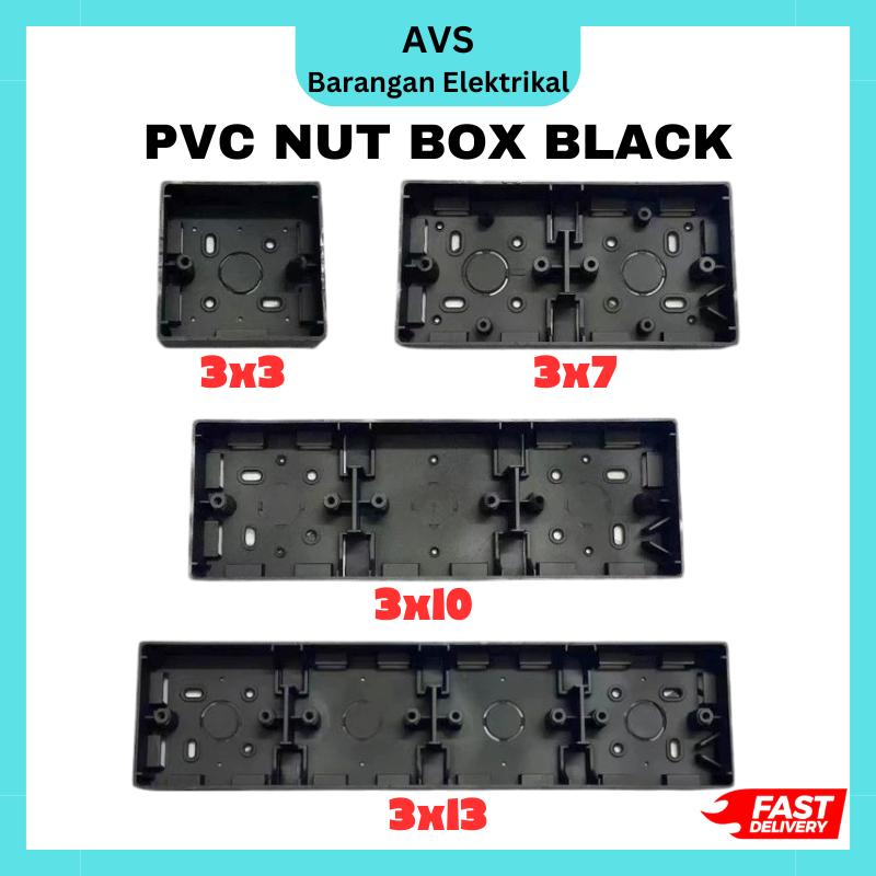 กล่องถั่ว PVC สีดํา 3x3 3x6 3x7 3x10 3x13 KOTAK SUIS ELEK CASING PLUG ...