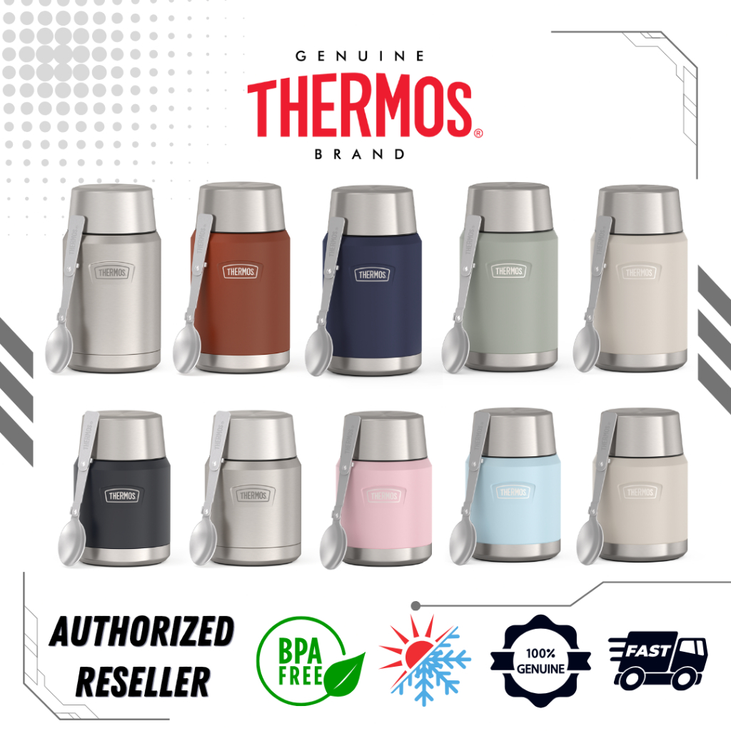 THERMOS Icon Series ขวดอาหารหุ้มฉนวนพร้อมช้อนพับ (470ml / 710ml) ฐานกัน ...