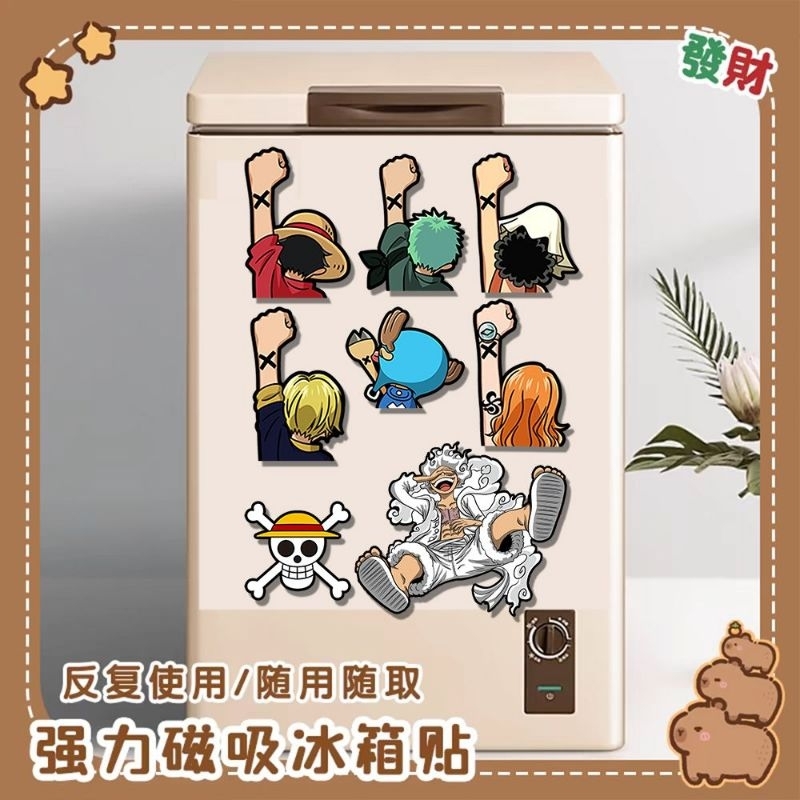 One Piece Hand ตู้เย็นสติกเกอร์ตกแต่งแม่เหล็กสไตล์แม่เหล็กตู้เย็น Luffy ...