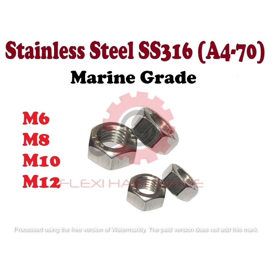 SUS 316 Hex Nut M3 M4 M5 M6 M8 M10 M12 M14 สแตนเลส 316 Hexagon Nut ...