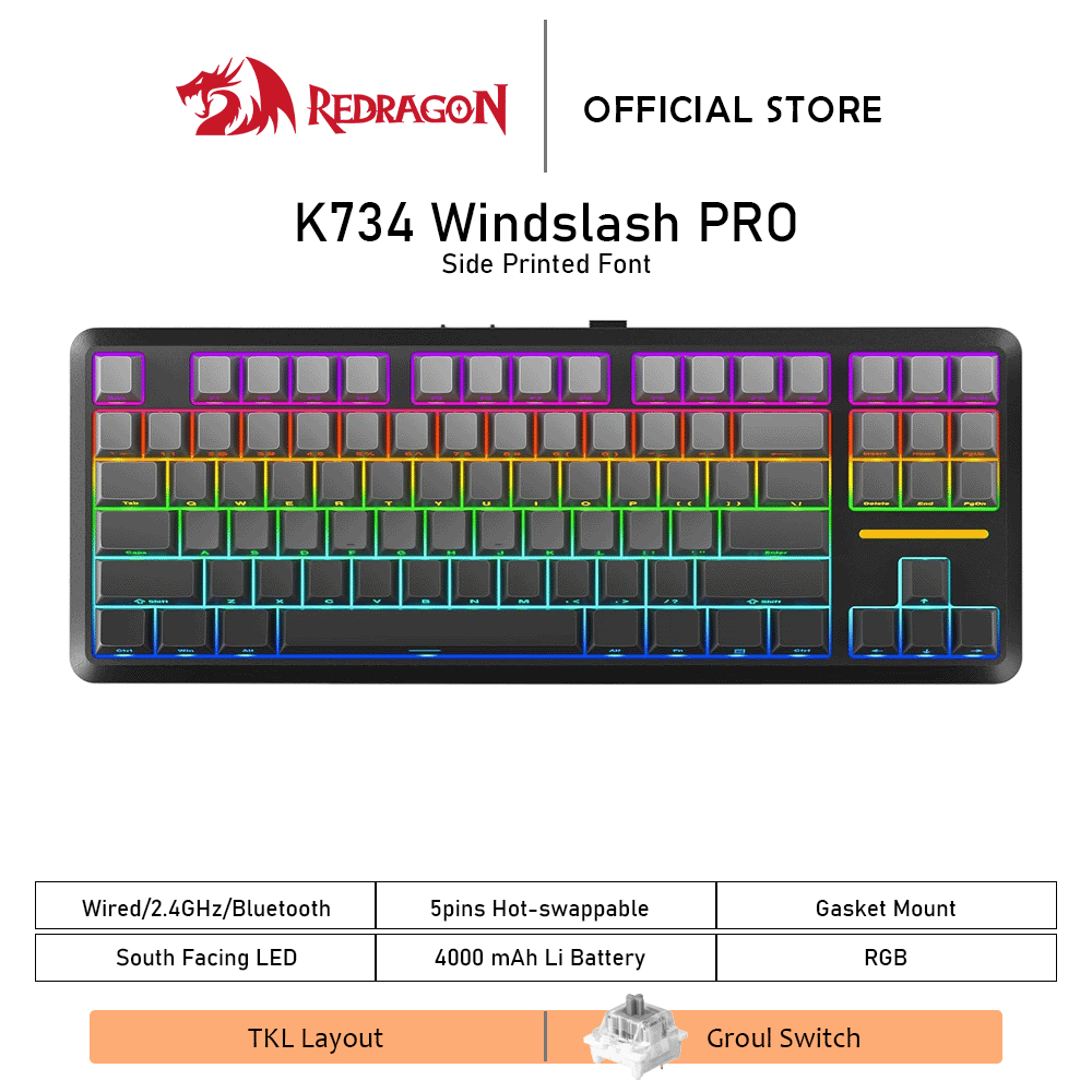 Redragon K734 Wildslash คีย์บอร์ดเกมกลไร้สาย 3 โหมด | Shopee Thailand
