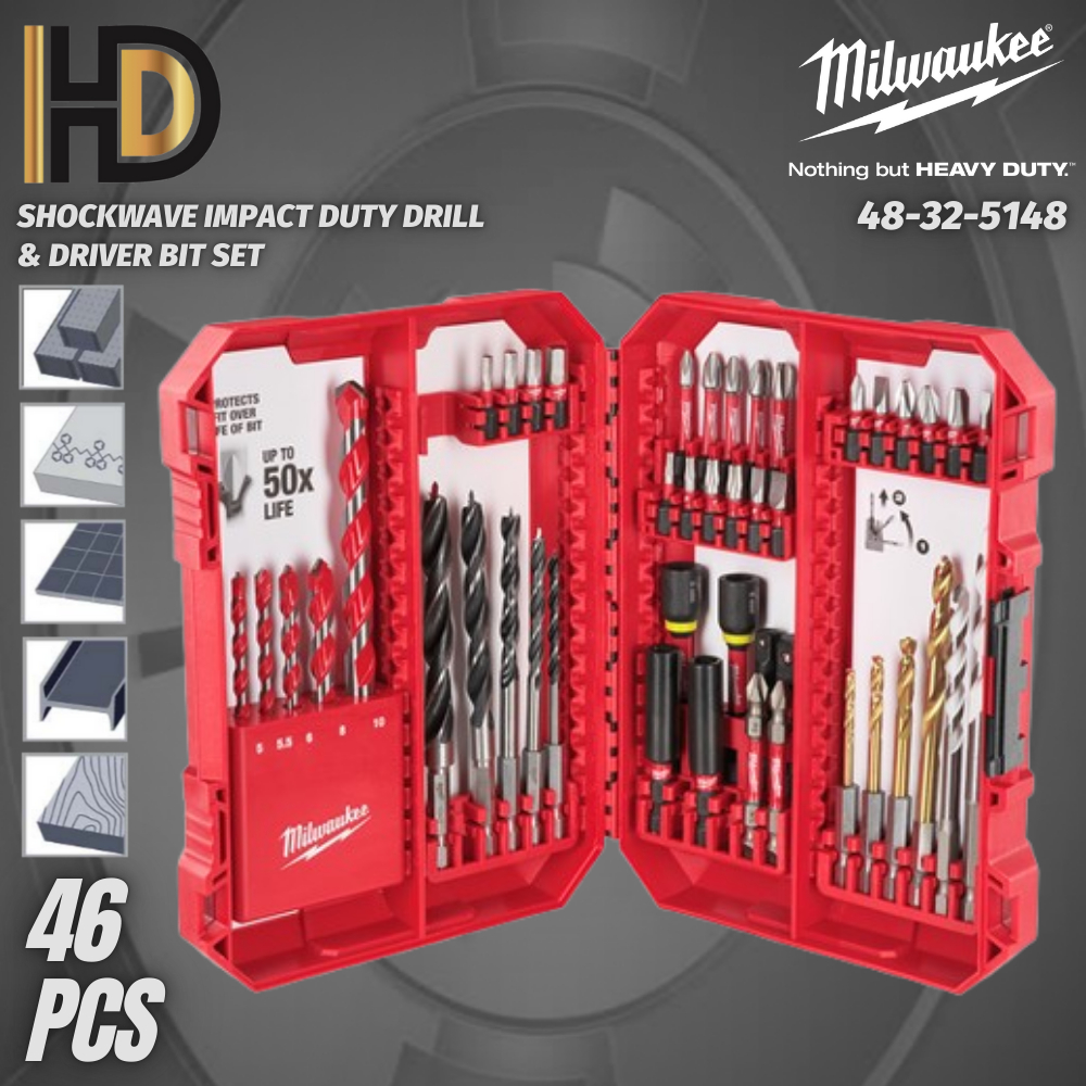 Milwaukee SHOCKWAVE Impact Duty Drill & Driver Bit Set / Milwaukee 46 ...
