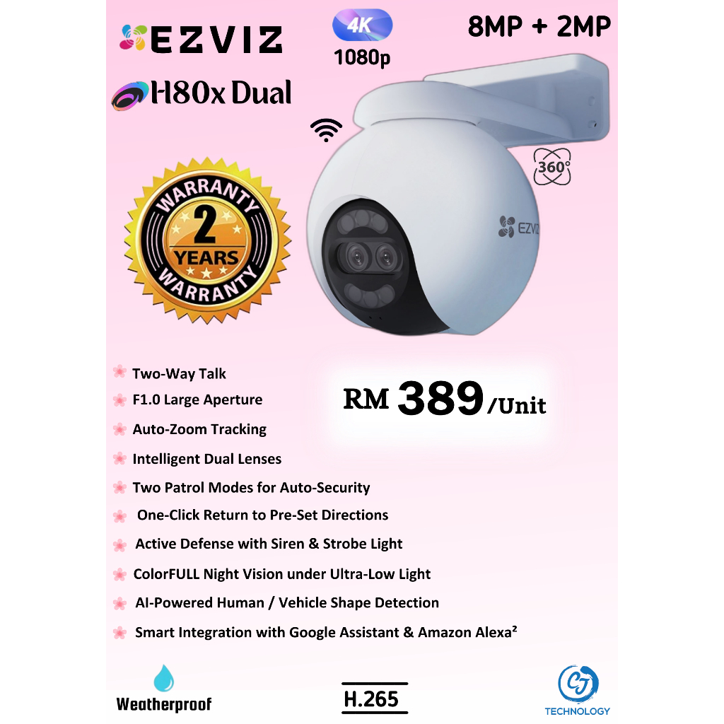 Ezviz H80X DUAL 8MP+2MP 4K & 1080p สี FULL Night Vision Pan & Tilt Wi ...