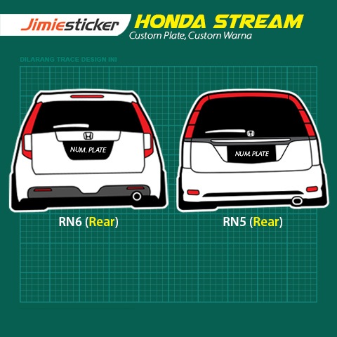 สติ๊กเกอร์ Kereta Honda Stream RN6 & RN5, สติ๊กเกอร์ Belakang ...