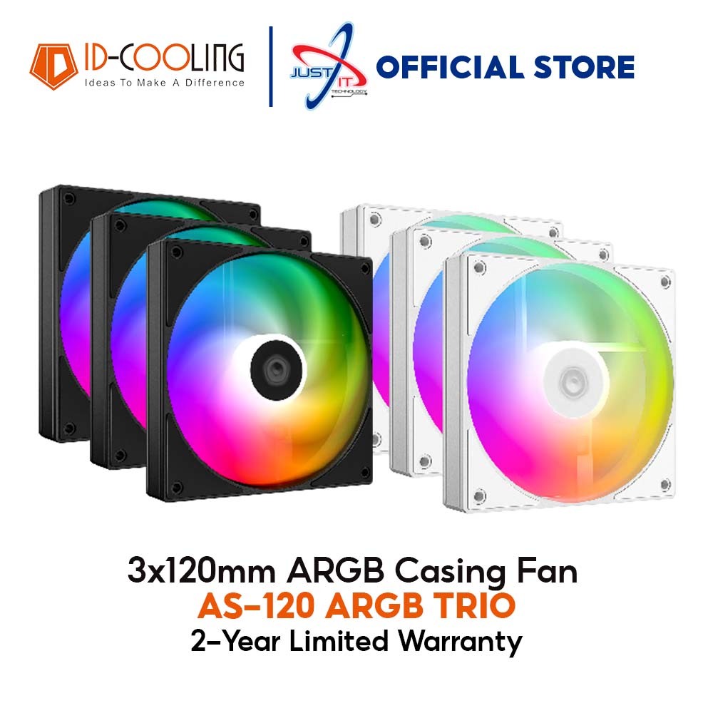 Id-cooling AS-120 ARGB 3*120mm ARGB CASE FAN TRION SET - สีดํา / ขาว | Shopee Thailand