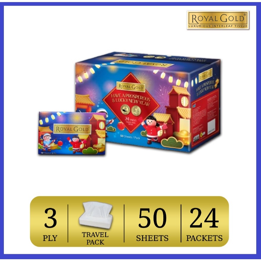 Royal Gold Festive Travel Pack 3 PLY (50s x 24) Travel Pack Tissue ...