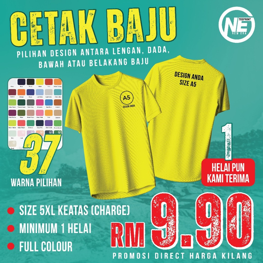 Baju MICROFIBRE + โลโก้ CETAK @ WORDING SAIZ A5E | Shopee Thailand