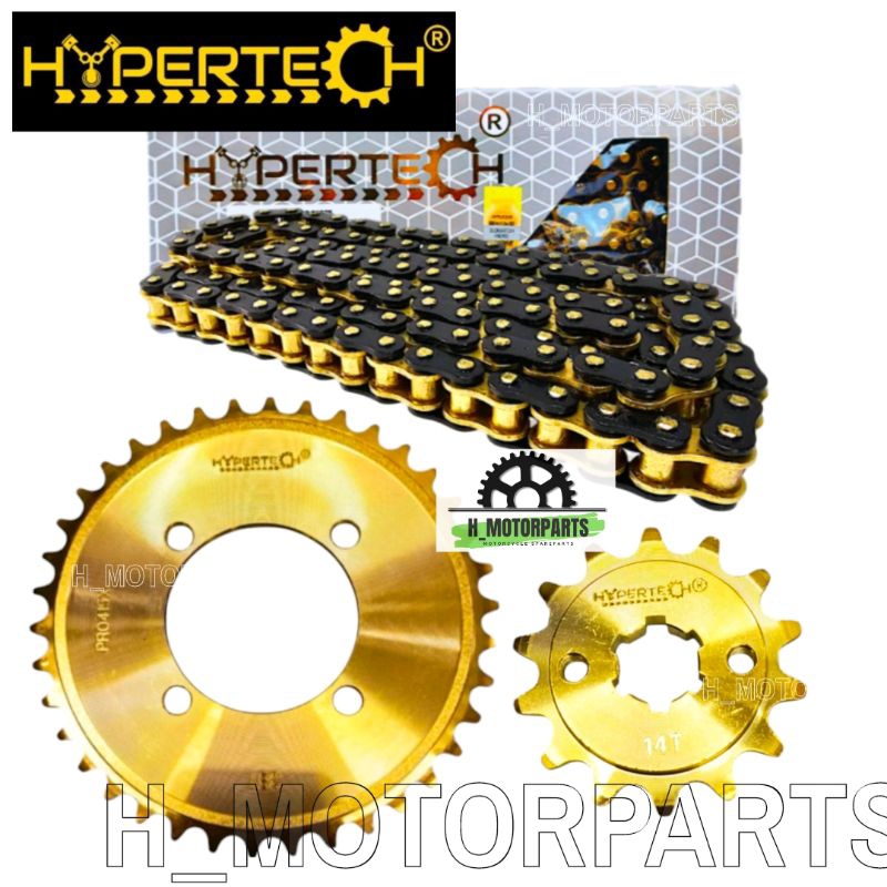 Hypertech CHROME GOLD SPROCKET 415 CHAIN O-RING 1 ชุด LC135 RXZ Y125Z ...