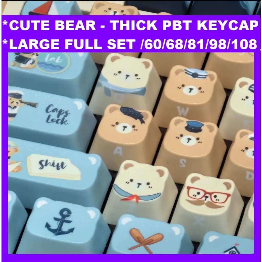 Cute BEAR PDA KEYCAP THICK PBT DYE SUB - ชุดเต็มขนาดใหญ่ | Shopee Thailand