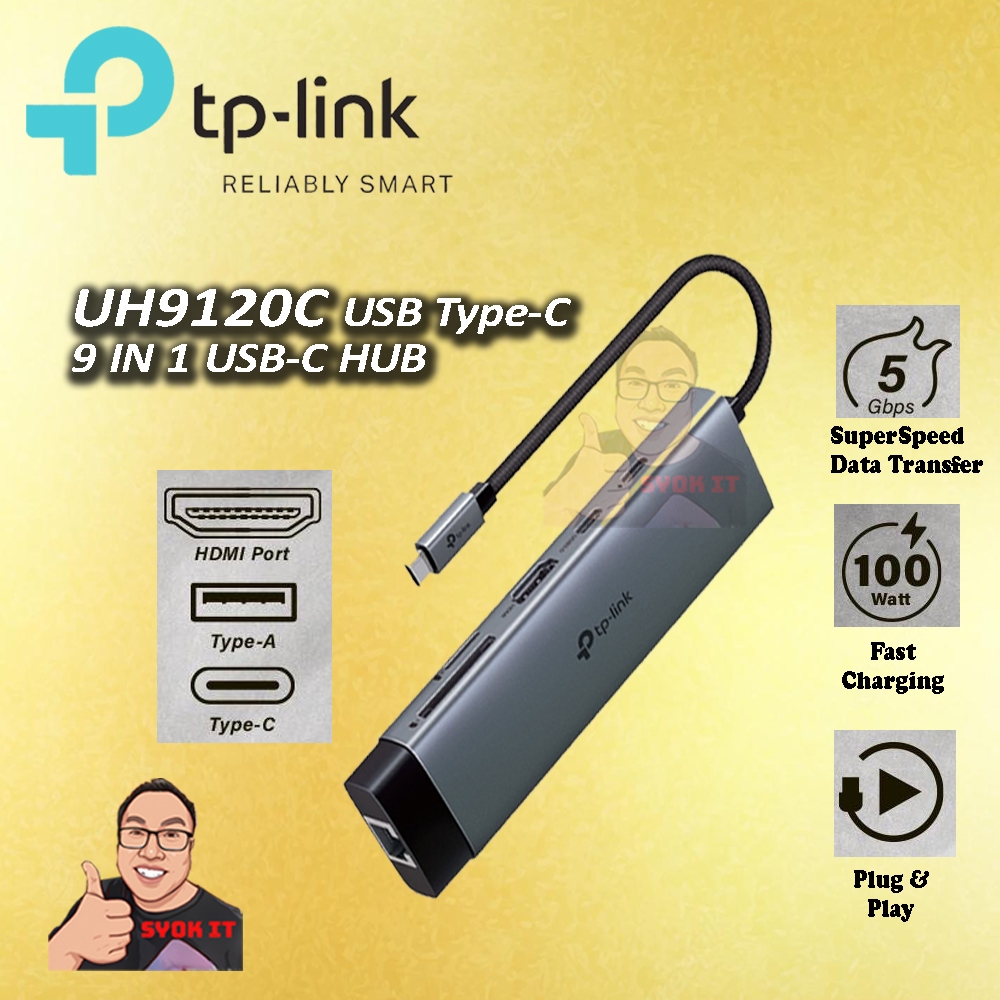 Tp-link UH9120C USB Type-C 9-Port Hub (9 in 1 Hub: Type C x 2, USB 3.0 x 3, HDMI, RJ45, เครื่อง ...