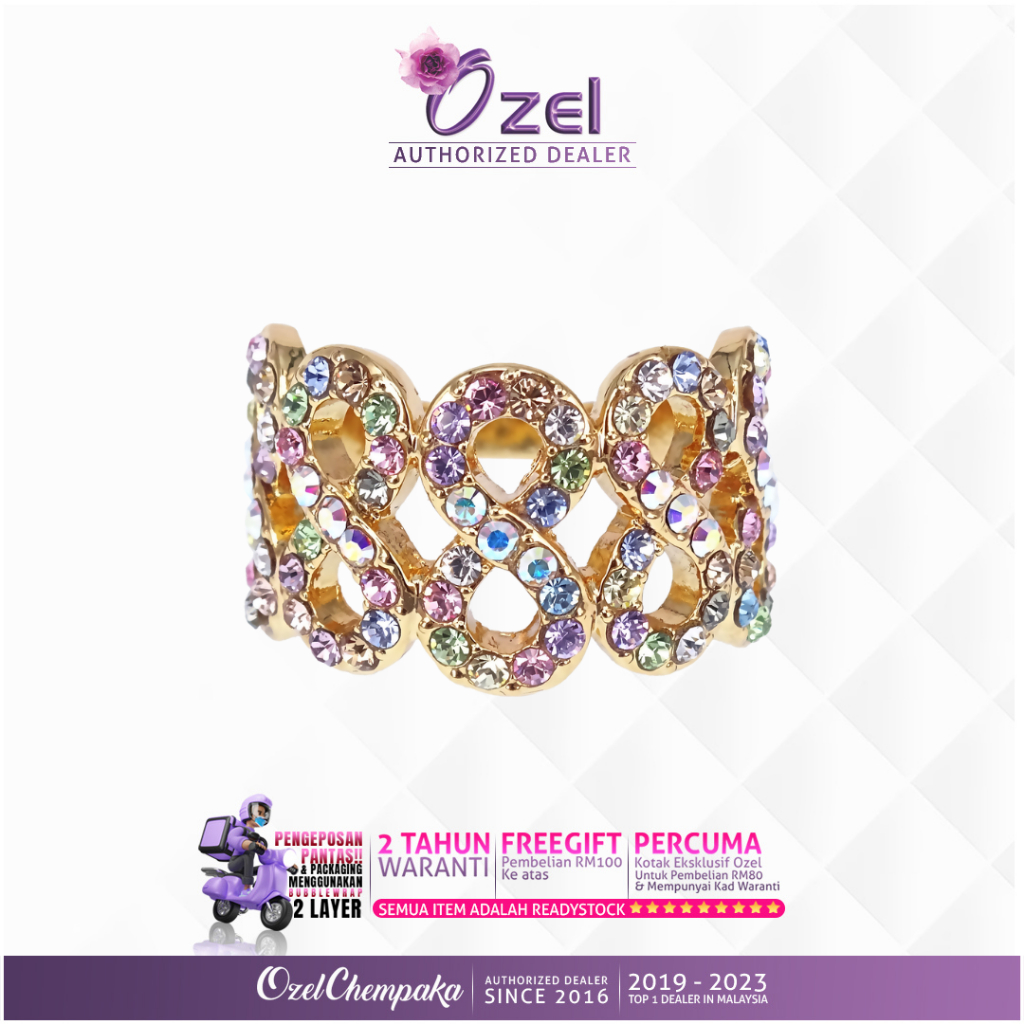 แหวน Ozel Chempaka R045 Infinity Size S, แหวนปักหมุด, Kerongsang, ชุด Batu Swarovski | Shopee ...