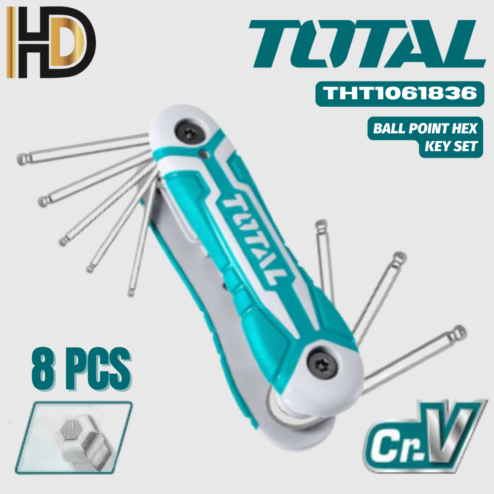 Total 8 ชิ้น Ball Point Hex Key / TOTAL Ball Point Folding Hex Key Set ...