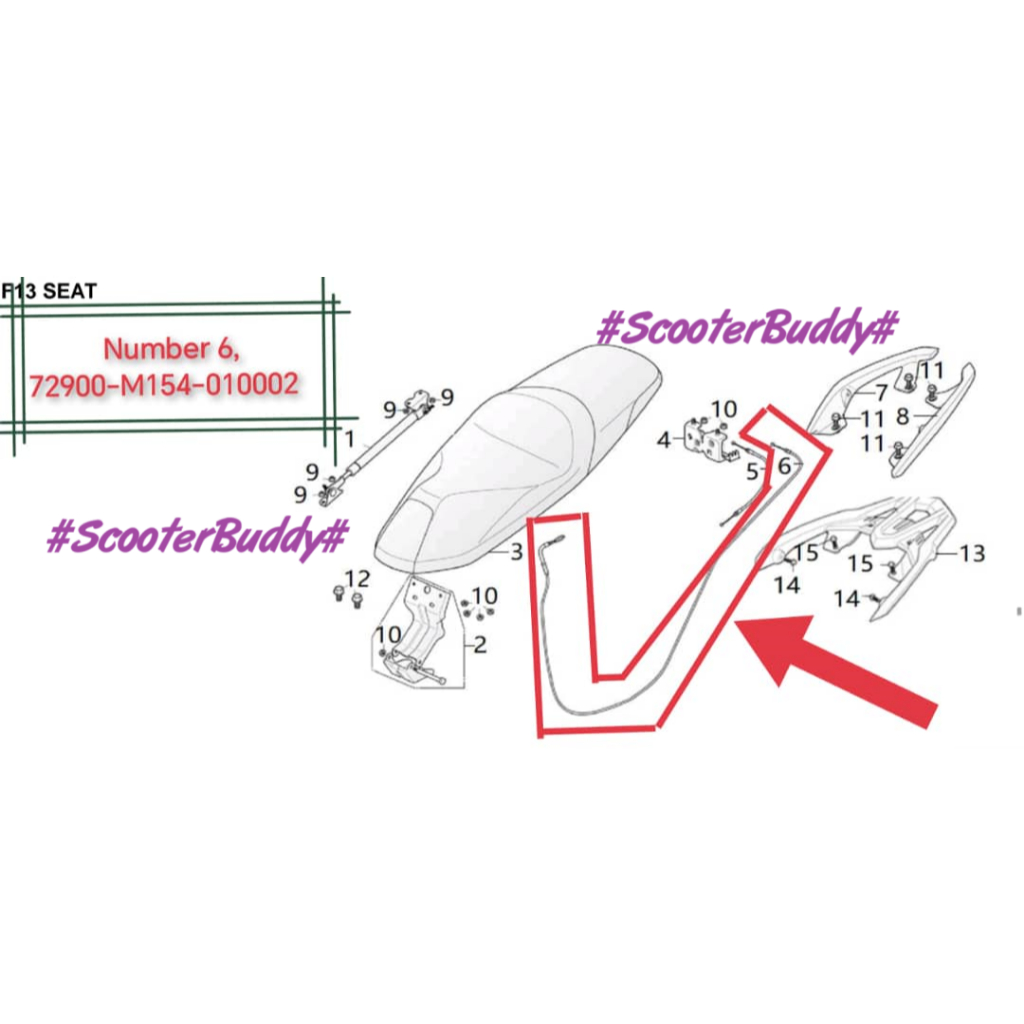 สาย Wmoto B, SEAT LOCK (72900-M154-010002) Rt3 / RT3s / RT3s N1 ...