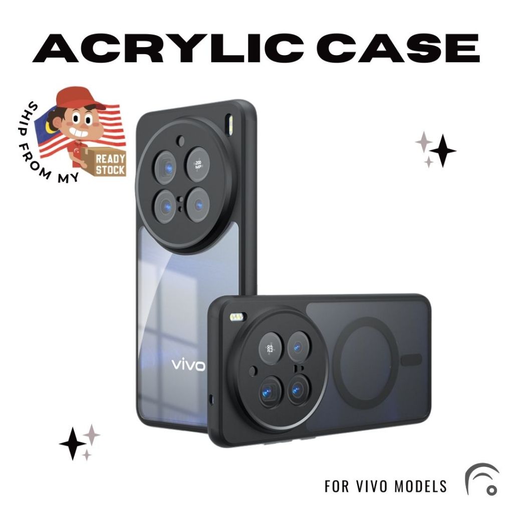HYBRID อะคริลิค Clear/Matte Magnetic เคสโทรศัพท์สําหรับ Vivo X200 X100 V50 V40 V30 V29 Pro Y39 ...