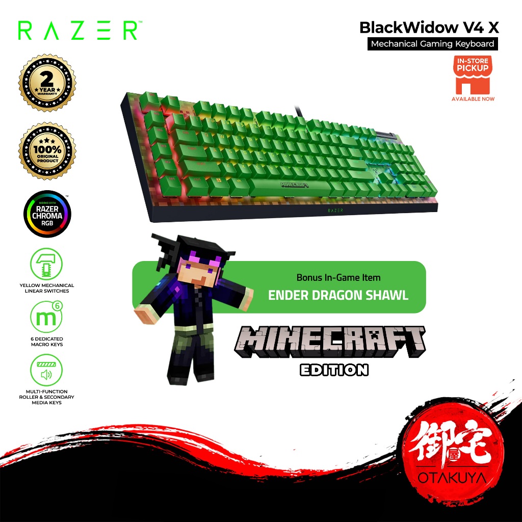 RAZER BlackWidow V4 X Mechanical Gaming Keyboard Minecraft Edition ฟรี ...