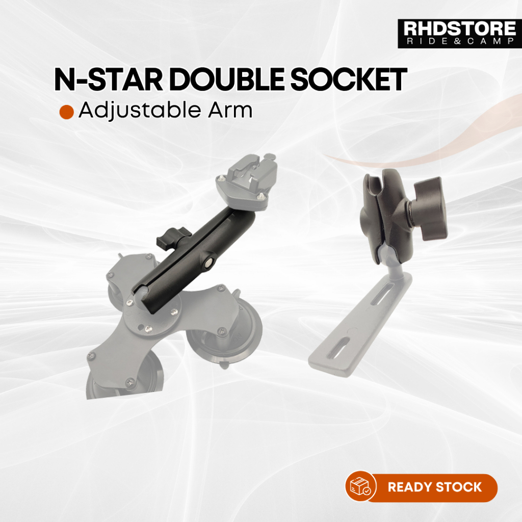 N-Star Double Socket Adjustable Arm Bracket Accessories Car Motorcycle ...