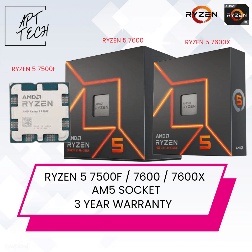 APTTECH AMD RYZEN 5 8400F/8700F/7500F/7600X/9600X/R7 7700/7700X/7800X3D ...