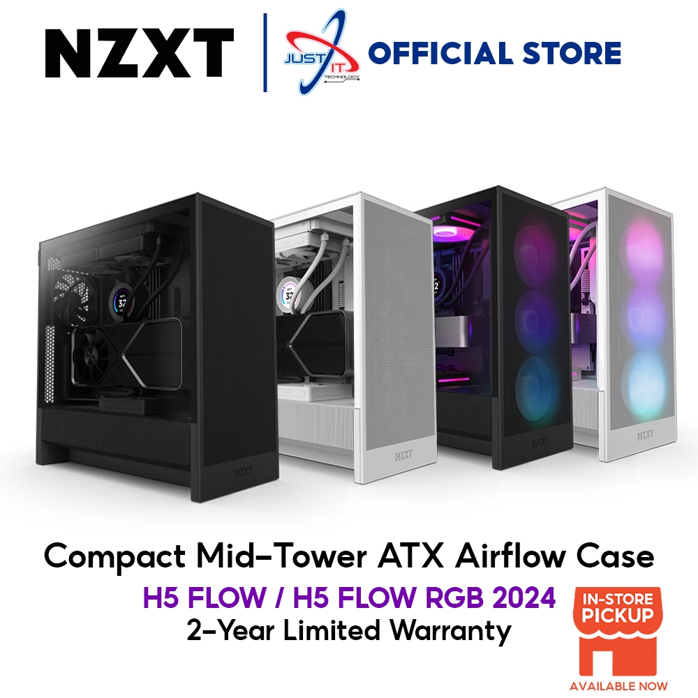 NZXT H5 Flow 2024 Mid-Tower ATX Air Flow PC Case - สีดํา/ขาว | Shopee Thailand