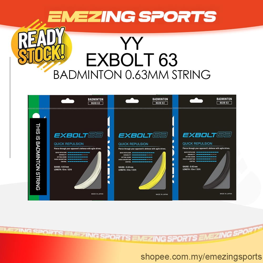 Yy EXBOLT 63 BADMINTON STRING WHITE / BLACK / YELLOW - - EX BOLT ...
