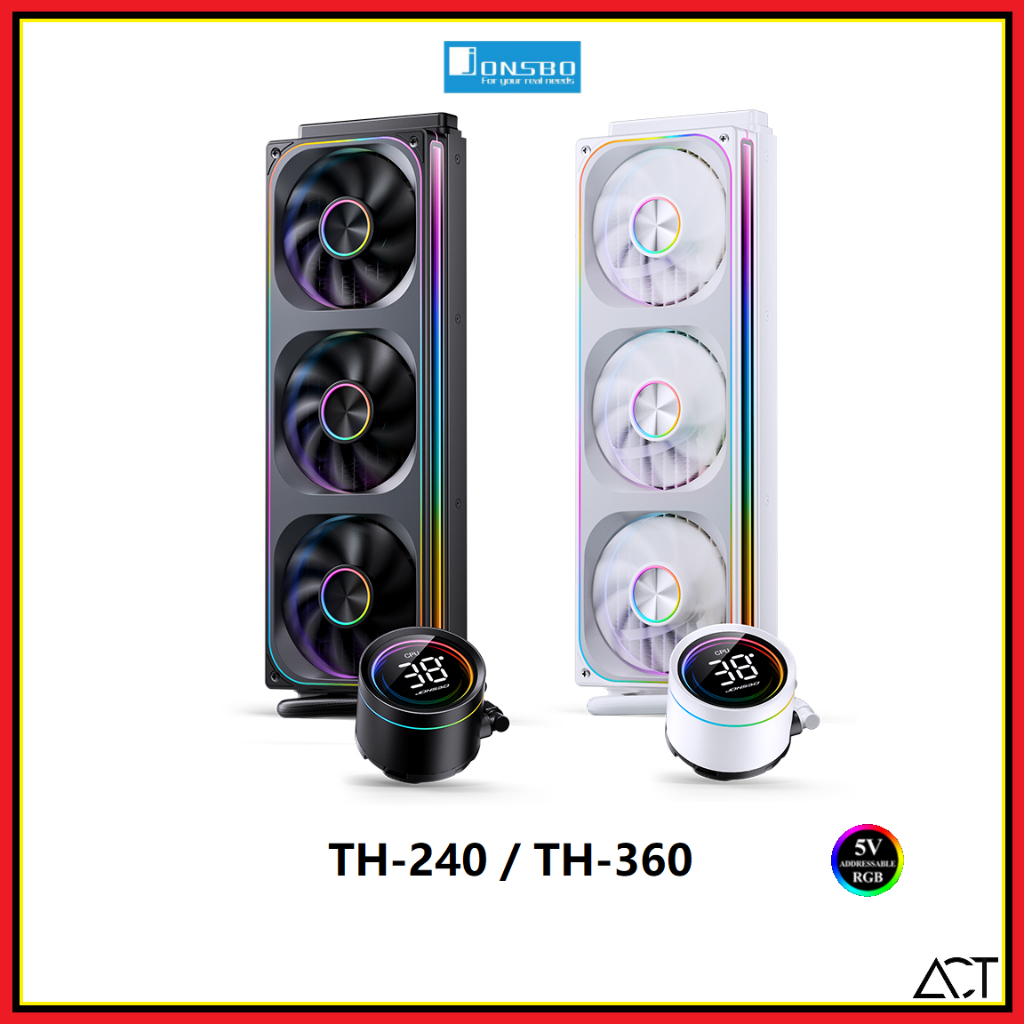 Jonsbo TH-240 / TH-360 Digital CPU Aio Cooler 240mm 360mm สีดํา/ขาว ( 5V ARGB ) หม้อน้ําเหลว ...