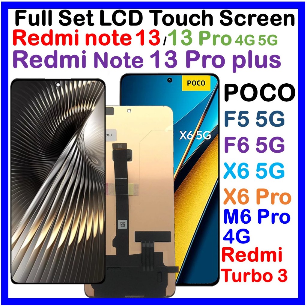 หน้าจอ LCD ครบชุดสําหรับ POCO F5 / F6 / X6 / X6 Pro / M6 Pro / Redmi Turbo 3 / Redmi Note 13 ...