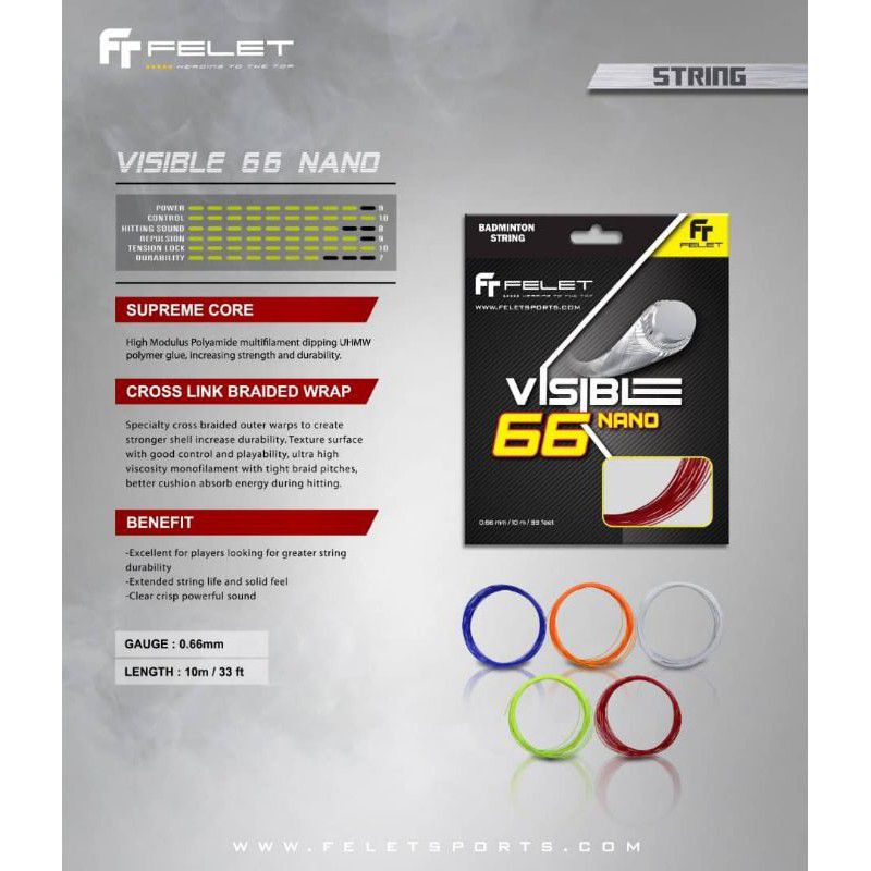Felet VISIBLE 66 NANO BADMINTON STRING | Shopee Thailand