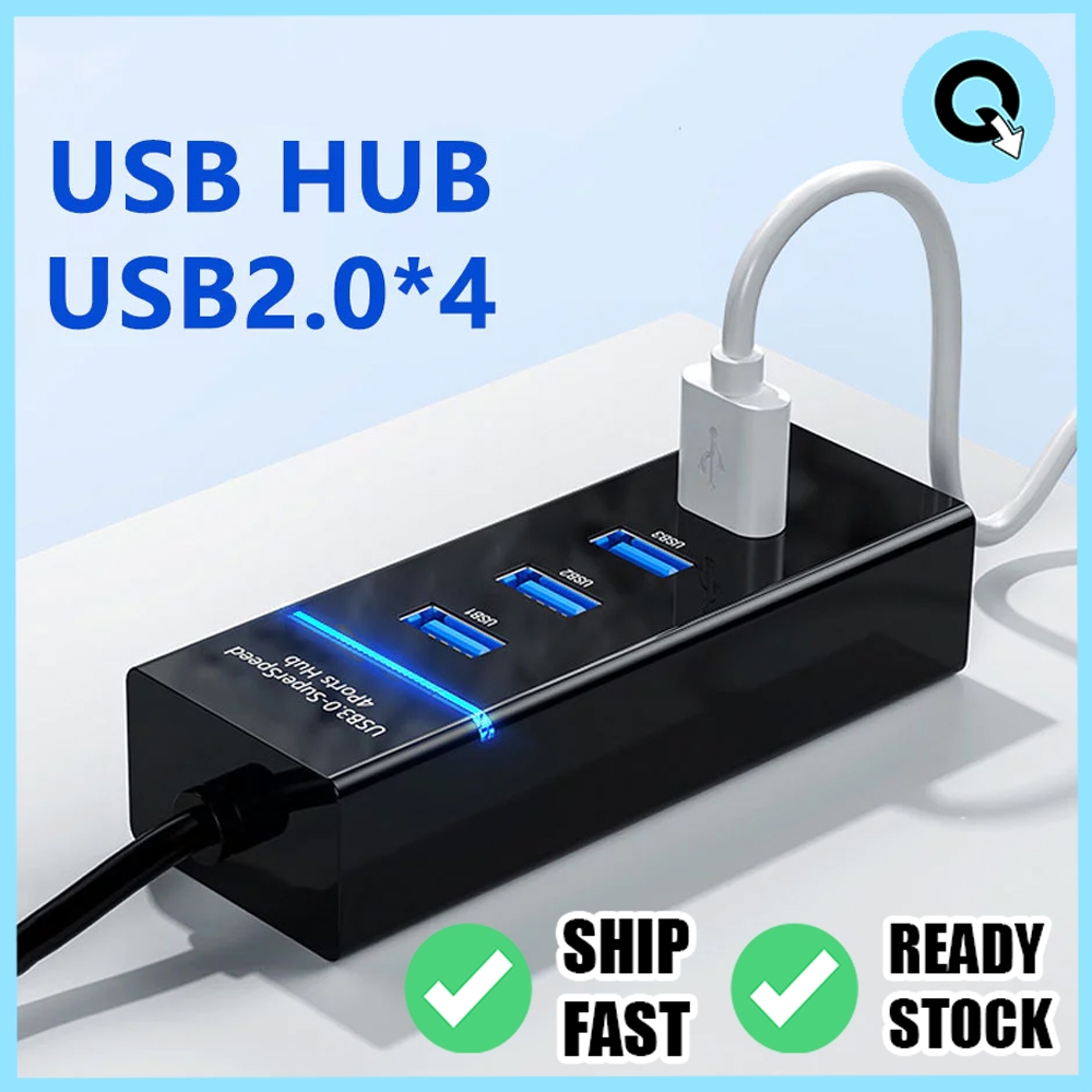 QFL 4 พอร์ต LED USB Hub Splitter USB 2.0 Hub Splitter USB3.0 อะแดปเตอร์ ...