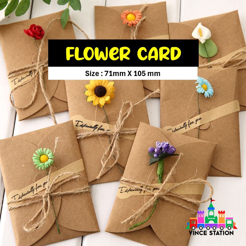 Kad Bunga Kering Kertas Perang DIY Retro กระดาษสีน้ําตาลดอกไม้แห้งการ์ด ...