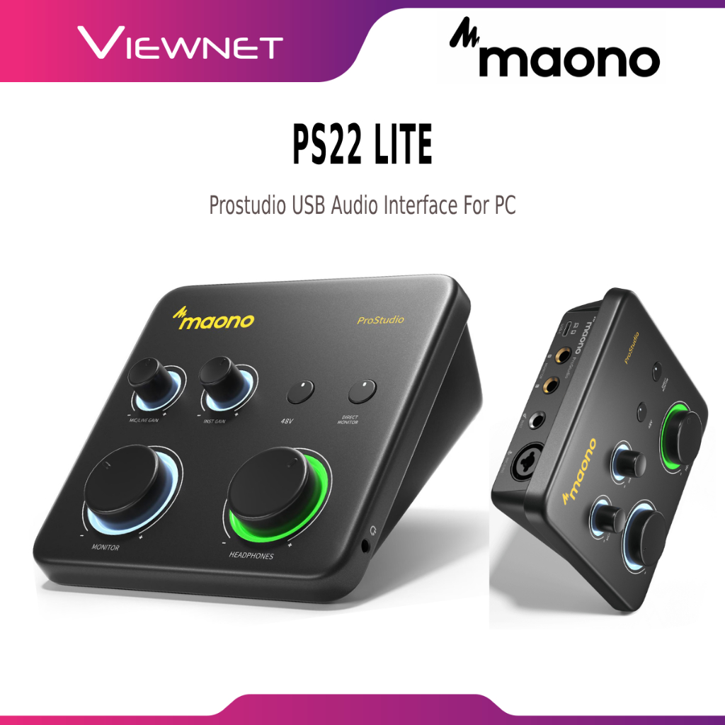 MAONO PROSTUDIO PS22 LITE USB AUDIO INTERFACE สําหรับ GUITAR, PODCAST RECORDING พร้อม POWERFUL ...