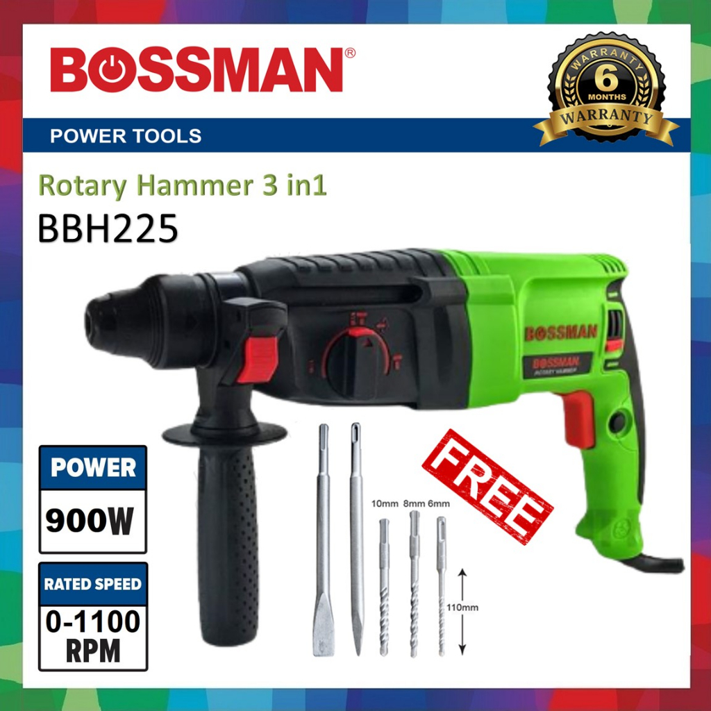 BOSSMAN 3 in 1 สว่านโรตารี่สว่าน 900w BBH225 3 โหมด/Mesin Gerudi Tukul ...