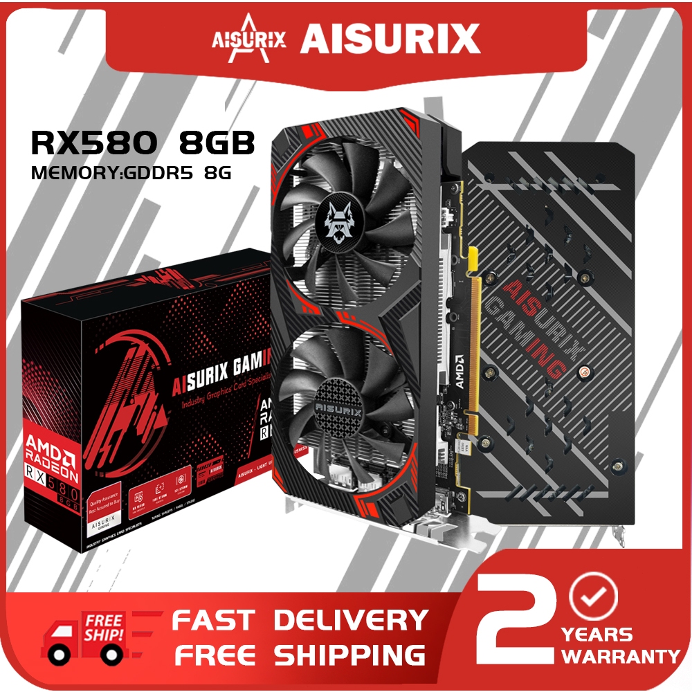 AISURIX RX580 8GB ยี่ห้อใหม่กราฟิกการ์ด AMD Radeon คอมพิวเตอร์ GPU ...