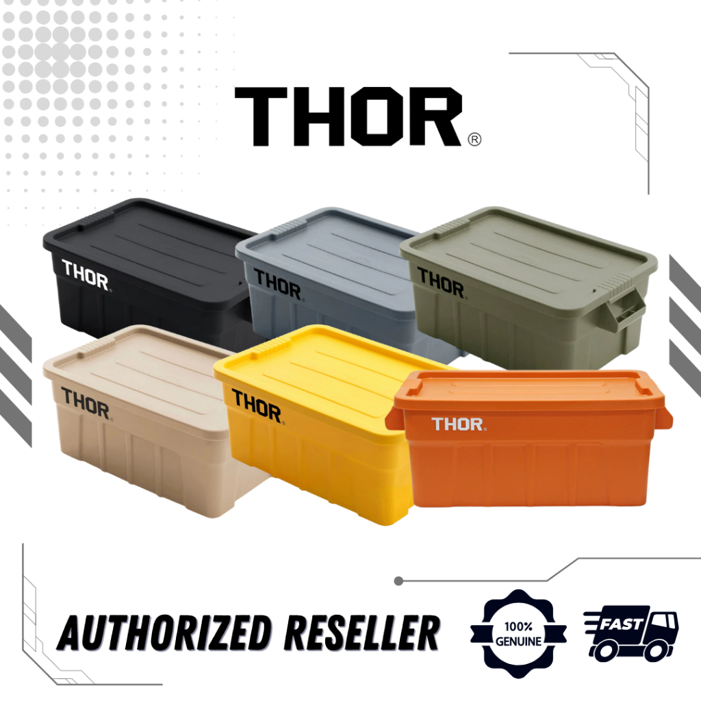THOR 53L Tote Box พร้อมฝาปิด,ภาชนะเก็บวางซ้อนกันได้ความจุสูง | Shopee Thailand