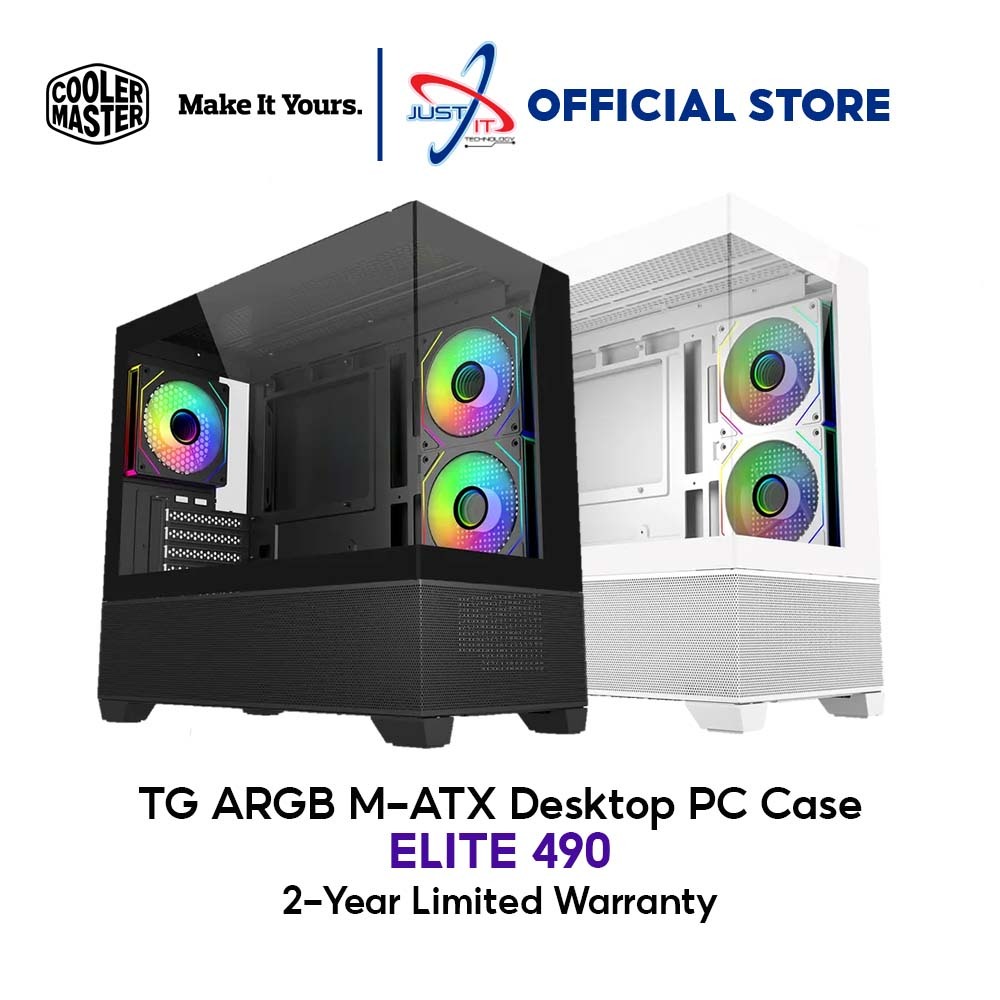COOLER MASTER ELITE 490 TG ARGB M-ATX DESKTOP PC CASE / CASING - สีดํา / สีขาว | Shopee Thailand