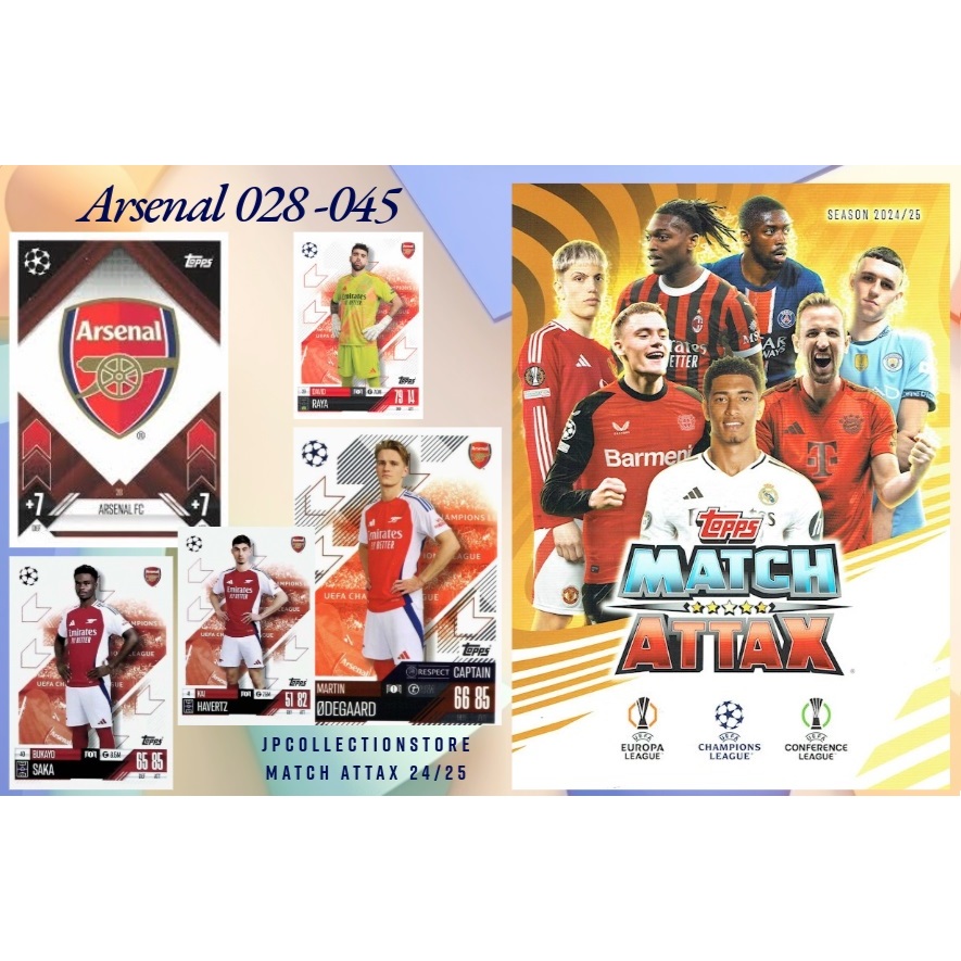 [ทีมอาร์เซนอล (028-045)] 2024/25 จับคู่การ์ดฟุตบอล Attax | Shopee Thailand