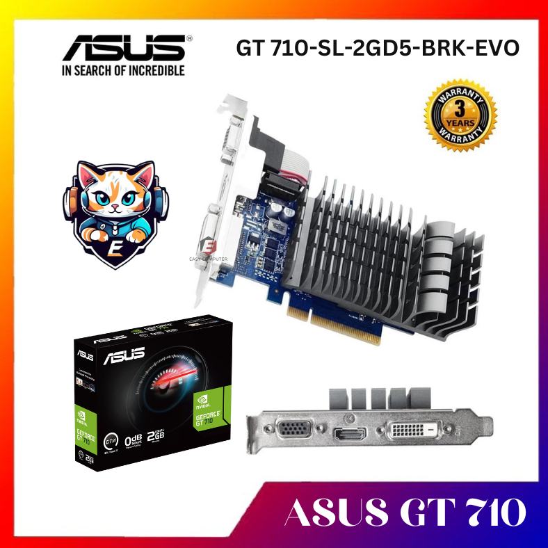 กราฟิกการ์ด Asus GeForce GT 710 2GB GDDR5 EVO โปรไฟล์ต่ํา (GT710-SL ...