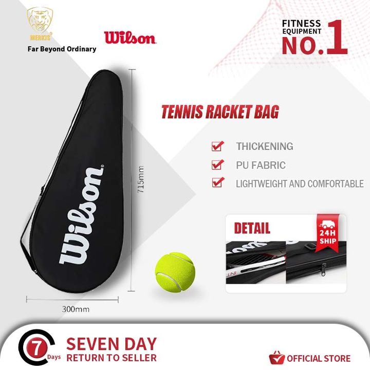 Wilson Bag Single Pack กระเป๋าไม้เทนนิสกระเป๋าสีดําป้องกันกระเป๋า ...