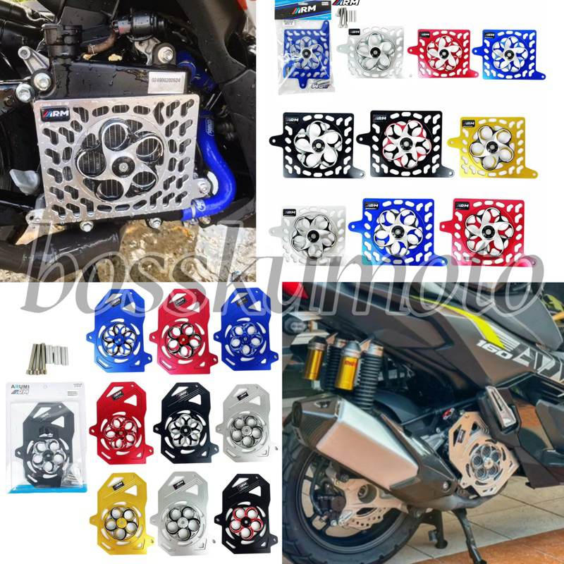 Vario160 ADV160 PCX160 ARM RADIATOR COVER COOLANT COVER ALLOY สีดําเพชร ...